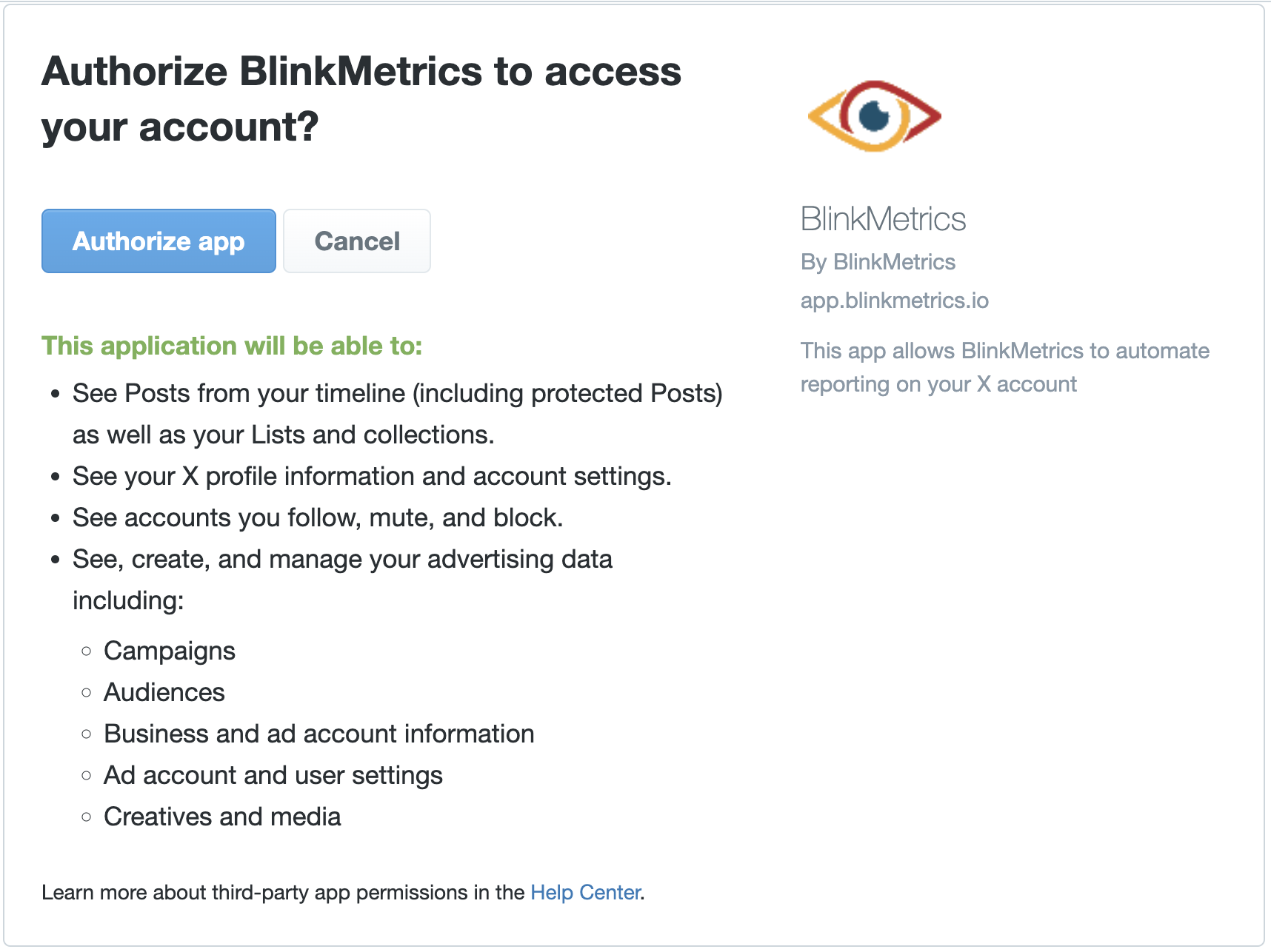 X Ads Connection - BlinkMetrics