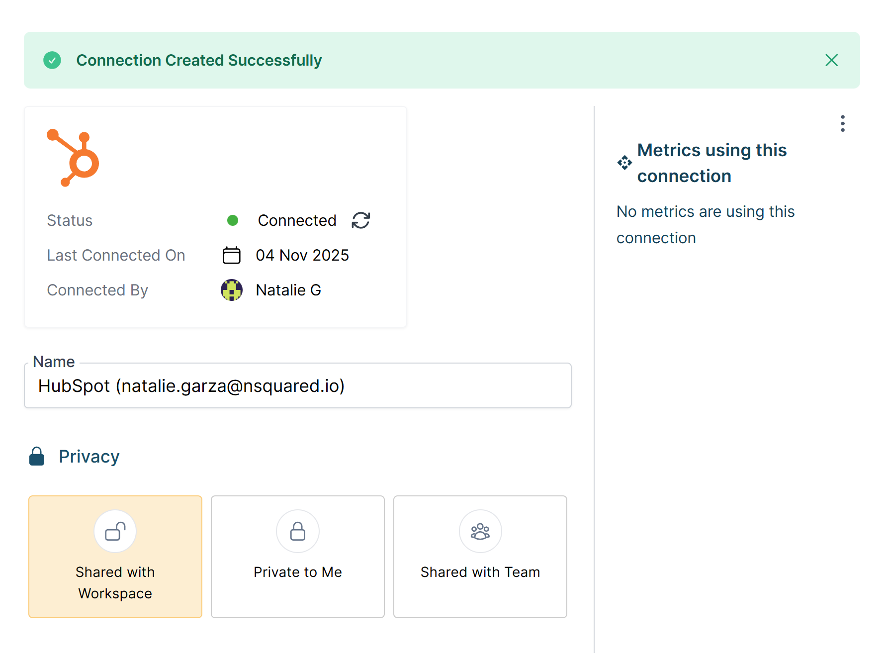 HubSpot Connection - BlinkMetrics
